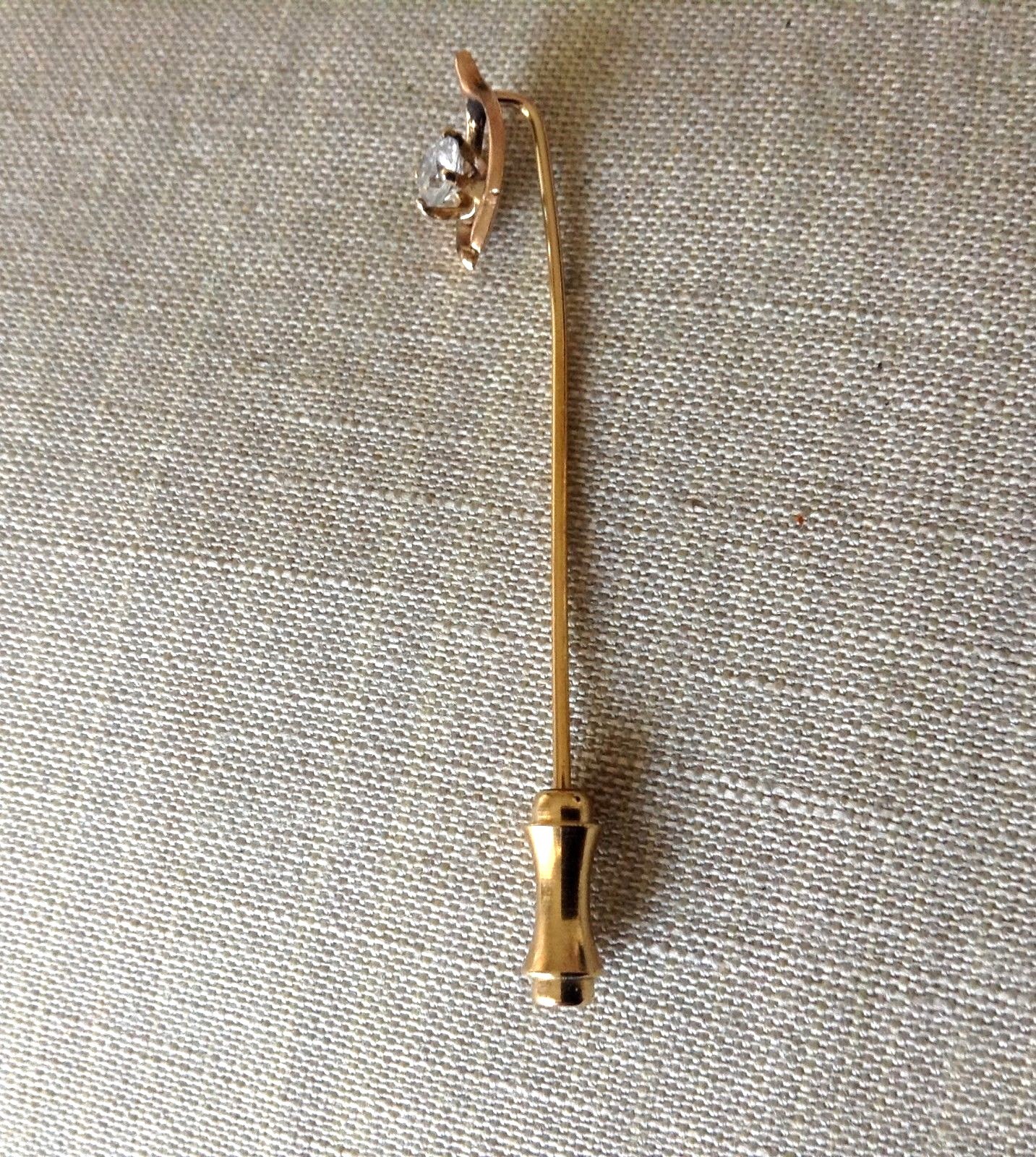 Antique Victorian 14K Gold Wishbone Stick Pin with .20 Prong Set ...