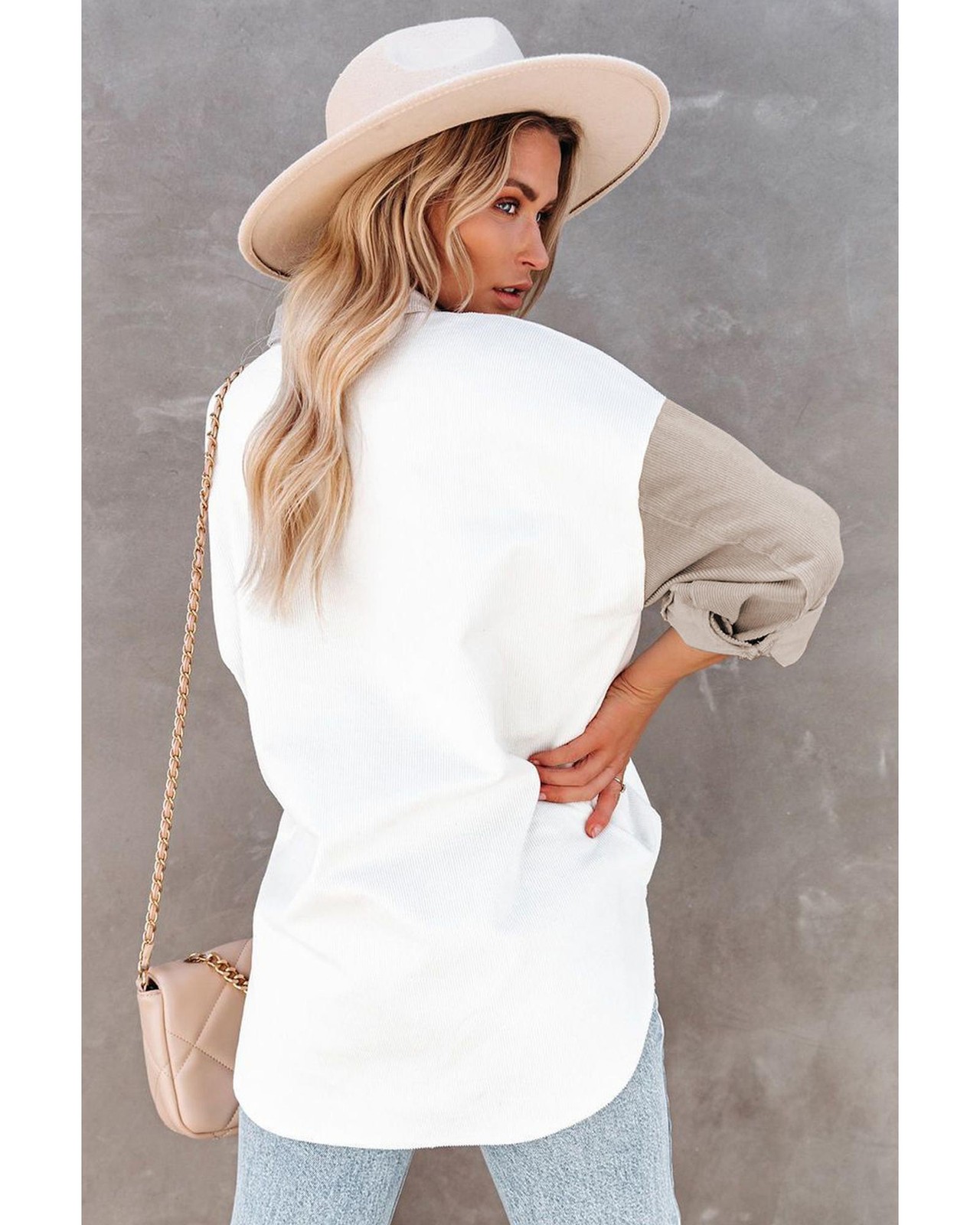 Azura Exchange White Color Block Button Shirt with Pocket Women | eBay