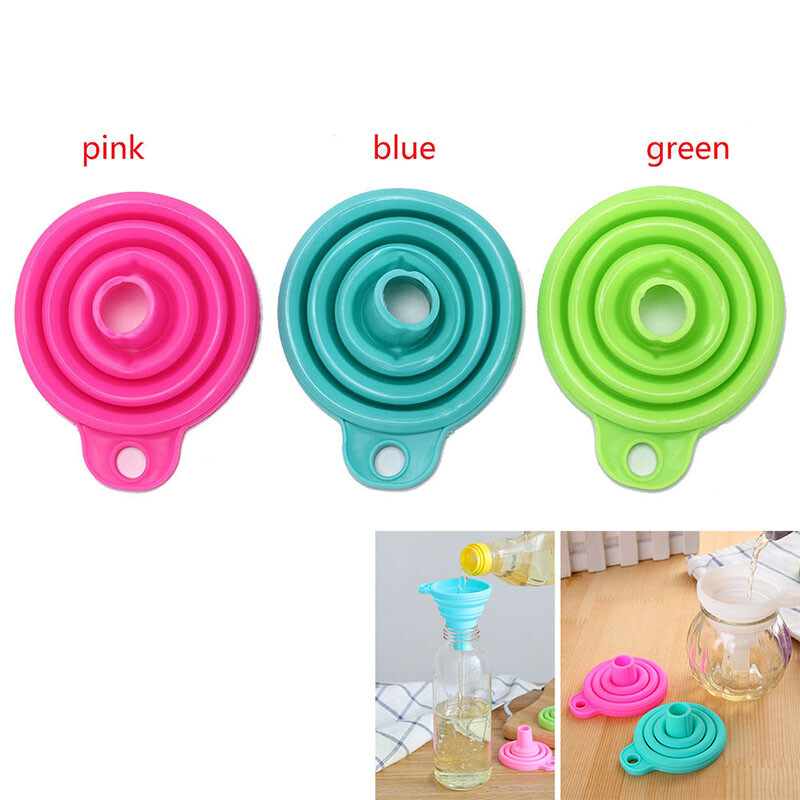 silicone gel collapsible practical foldable funnel hopper kitchen ...
