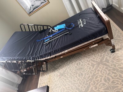 Medline Full Electric Bed with Half Rails and Innerspring Mattress ...
