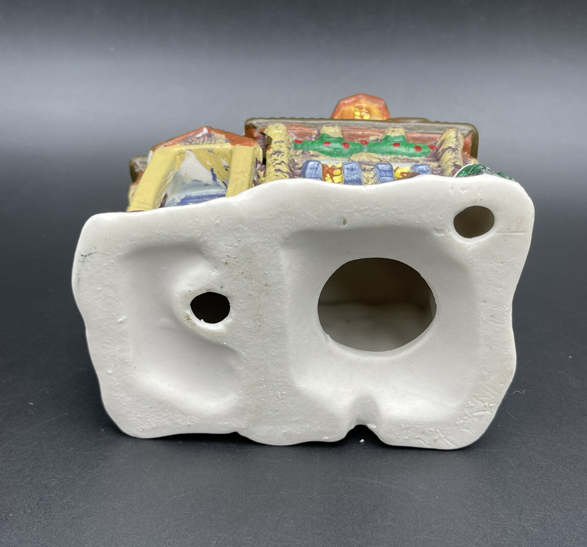 Christmas Village Log Cabin Style House Home Porcelain Snow Caps | eBay