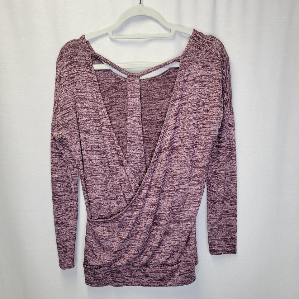 Athleta Women's Small Shirt Top Purple Open Back Long Sleeve | eBay
