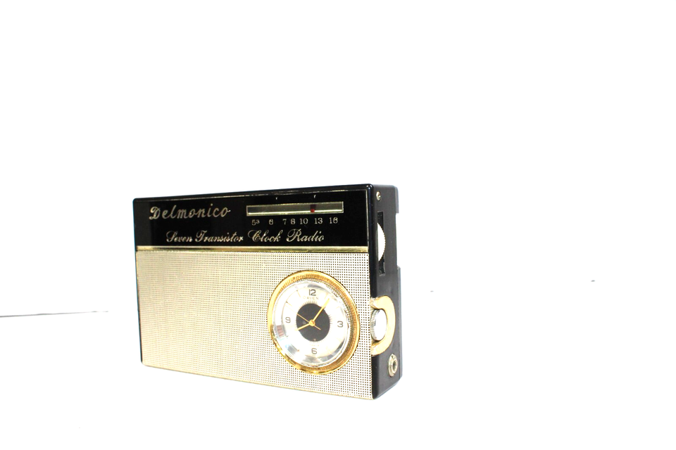 VINTAGE ANTIQUE DELMONICO MID CENTURY CRACK FREE TRANSISTOR WATCH CLOCK ...