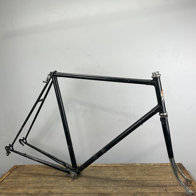 Vintage Falcon Frame Set 60 cm Lugged Steel Road Bike Black Eroica 70s ...