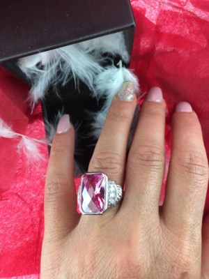 Gc GUESS 925 Sterling Silver Beautiful Pink Gemstone & CZ Ring (SZ 6.75 ...