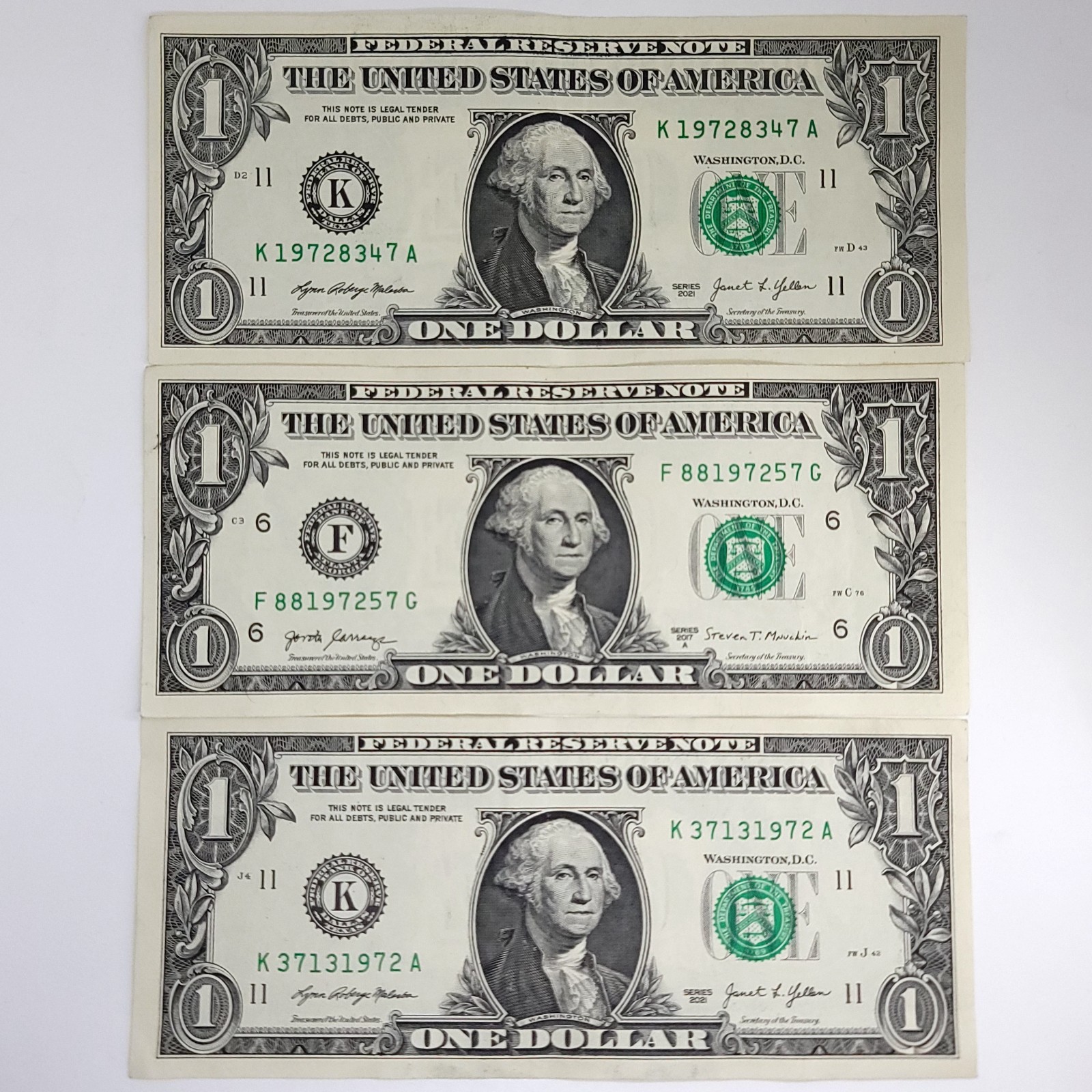 1972 Birthday Year Note Set 1 Dollar Bill US Fancy Serial Number Lot of ...
