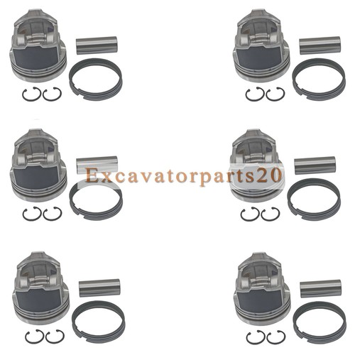 6 Sets Fit For Mitsubishi S6K Engine Excavator Tractor New Piston Kit ...