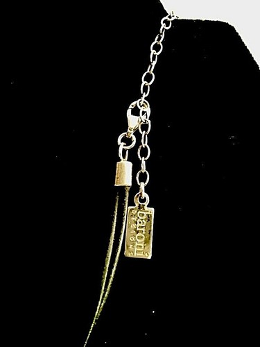 USA Baroni Designs Sterling/Leather Corded 17" Necklace With Oval MOP 1 ...