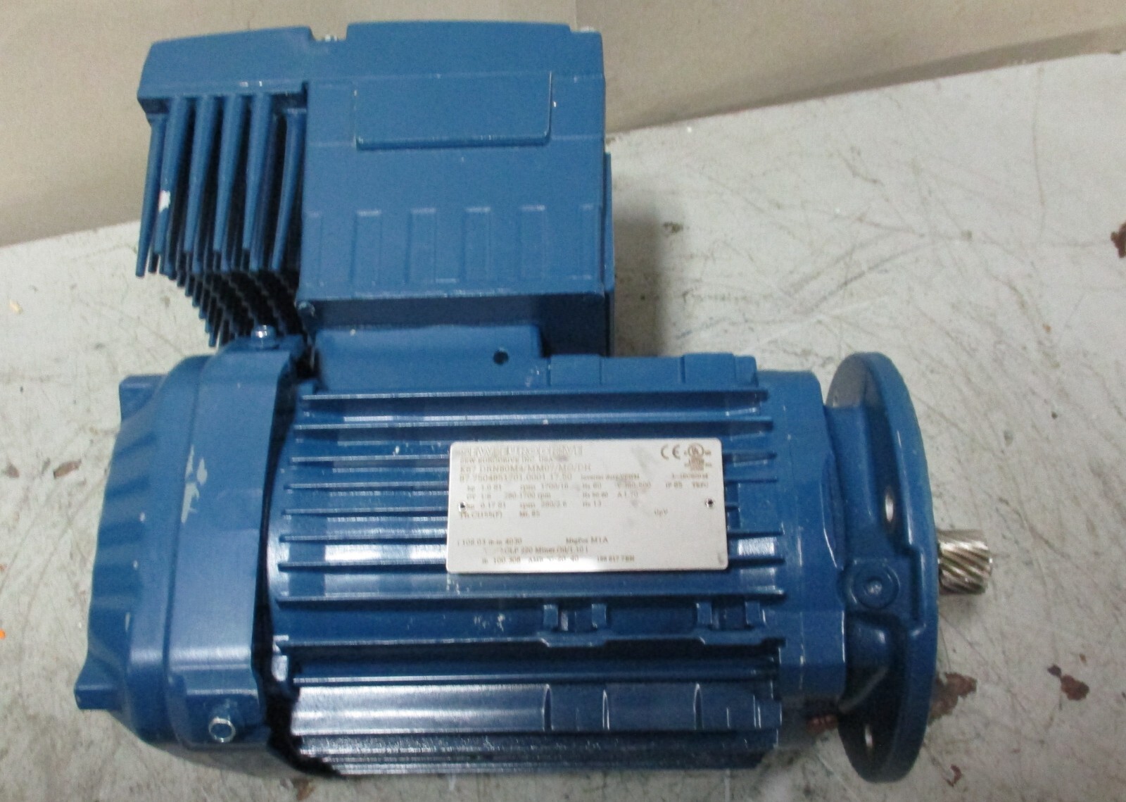 Sew Eurodrive K67 DRN80M4/MM07/M0/DH Motor Only 1 HP, 3 Phase, 380-500 ...