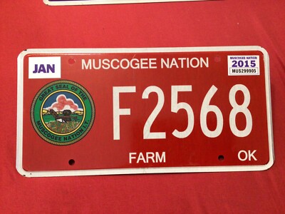 Oklahoma Muscogee Creek Nation Farm License Plate OK Indian F2568 ...