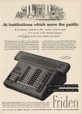 1955 Friden Calculating Machine: Institutions Which Serve Vintage Print ...