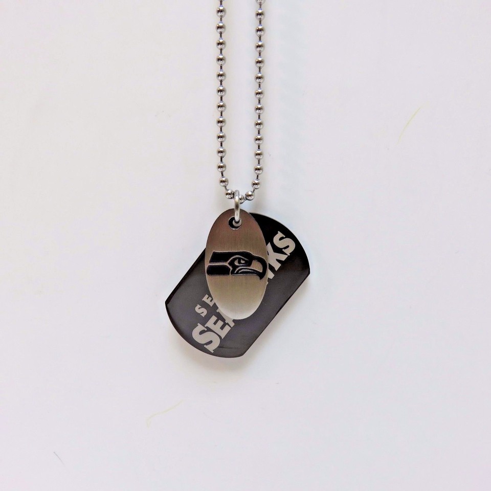 NFL Seattle Seahawks 24" SILVER TONE CHAIN W/DOG TAGS NECKLACE | eBay