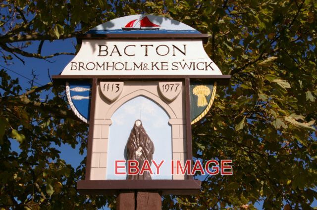 PHOTO VILLAGE SIGN BACTON BROMHOLM & KESWICK NORFOLK SEE FOR A VIEW OF ...