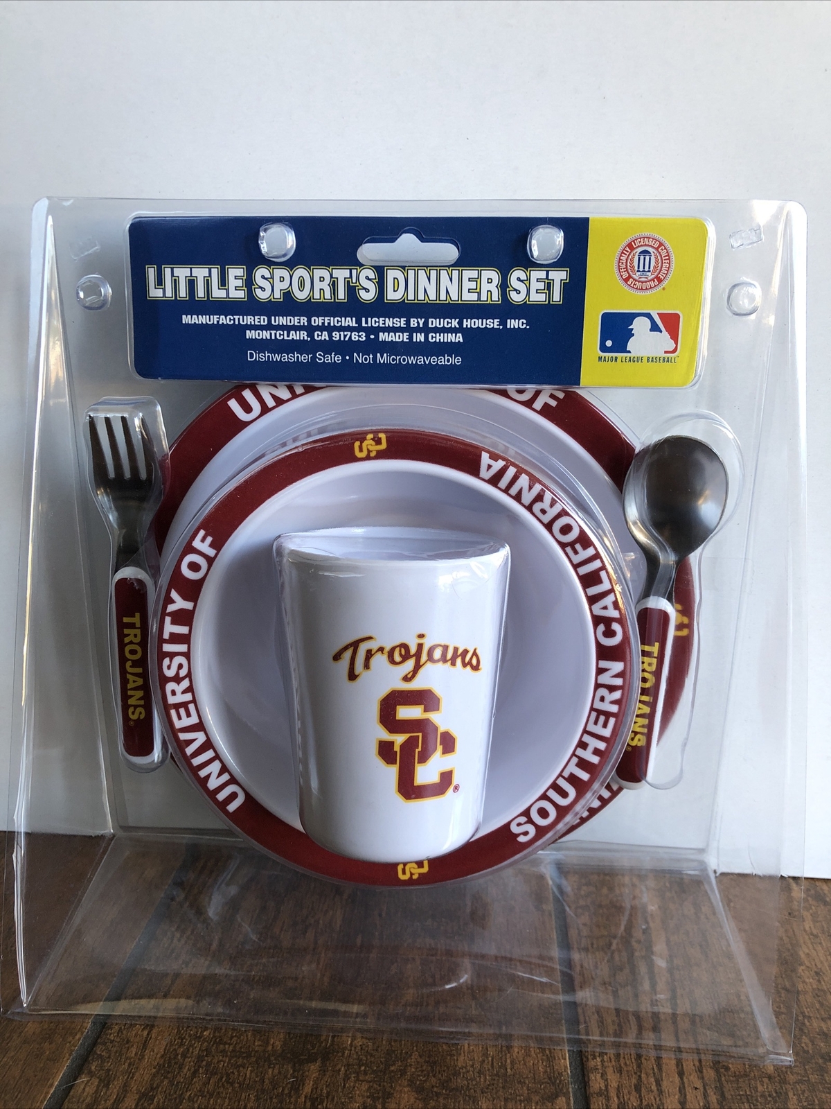 USC Trojans Little Sports Dinner Set 5 Piece Plate Bowl Cup Spoon Fork ...