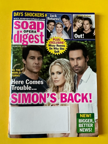 AS THE WORLD TURNS * DAYS MISSY REEVES June 27 2006 SOAP OPERA DIGEST ...