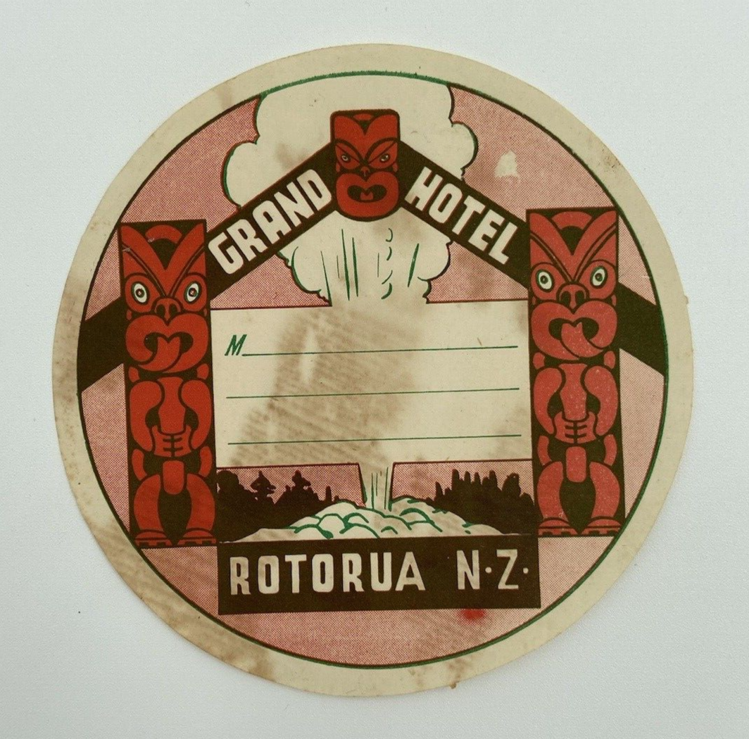 Original Rare Vintage Luggage Label / Sticker Grand Hotel Rotorua, New ...