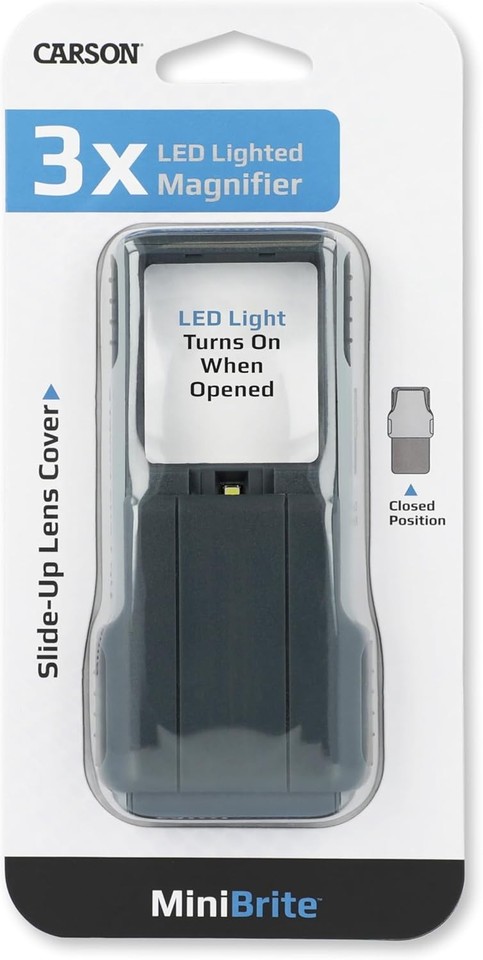 Carson MiniBrite 3x Power LED Lighted Slide Out Magnifier with ...