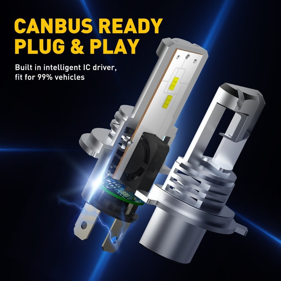 AUXITO High Low Beam H4 LED Headlight Bulbs 6500K White 60 Days Free ...