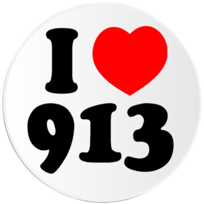 I Love 913 - 100 Pack Circle Stickers 3 Inch - Area Code Overland Park ...