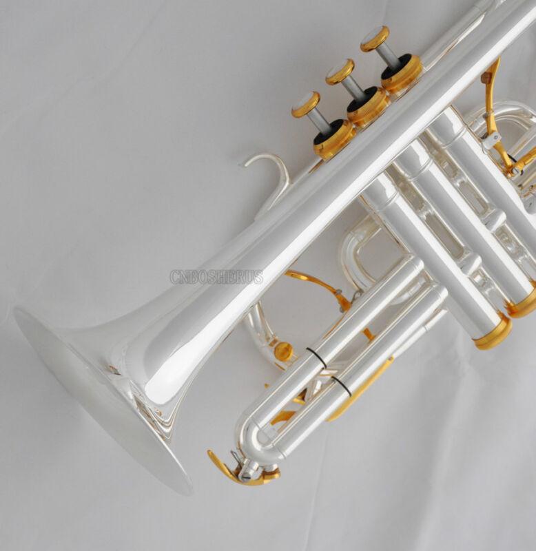 High Grade Silver Gold plated Cornet Bb Keys Double Triggers Trumpet ...