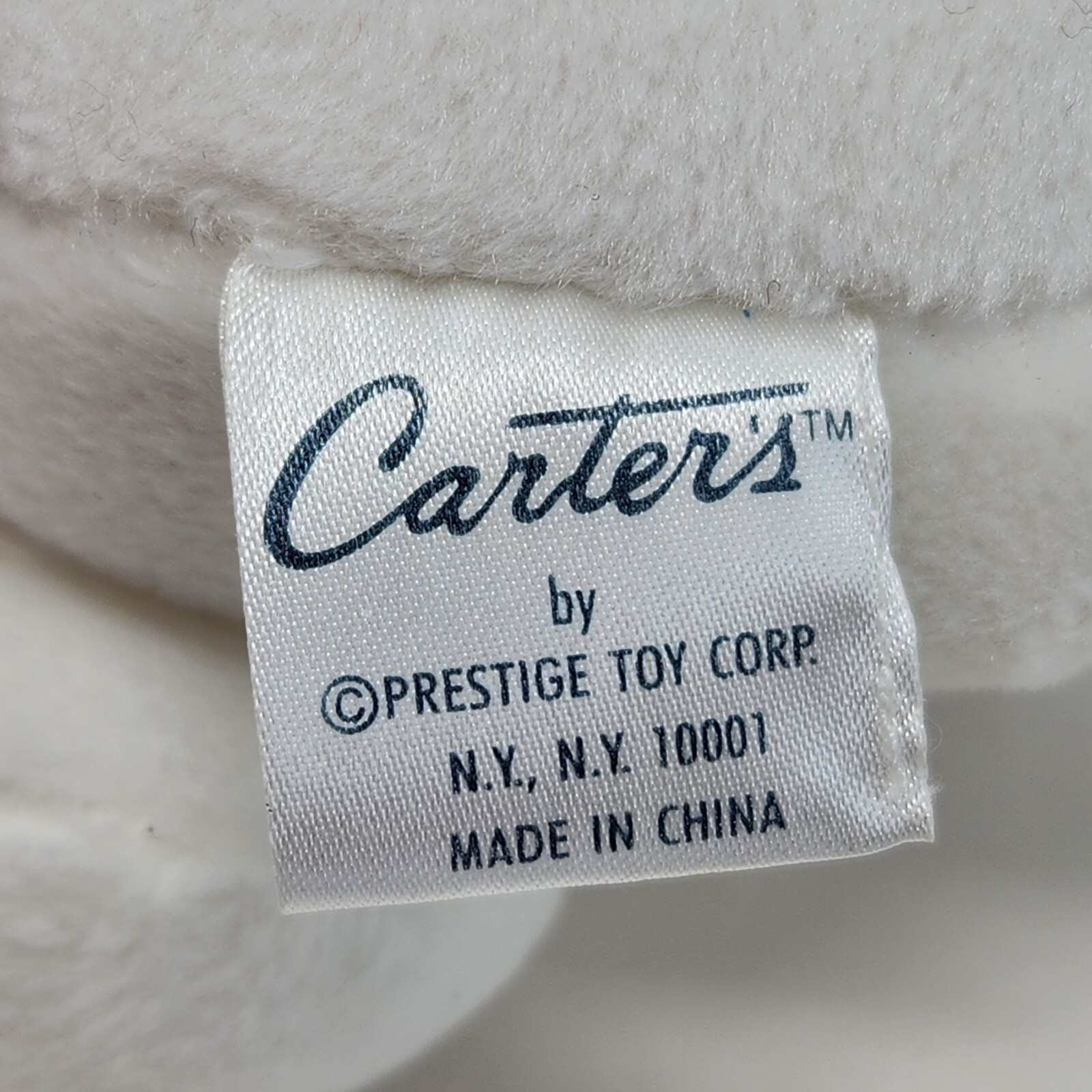 VINTAGE CARTER'S BABY WHITE + PINK BUNNY RABBIT RATTLE STUFFED ANIMAL ...