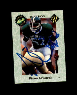 Dixon Edwards Hand Signed 1991 Classic Draft Picks Michigan State ...