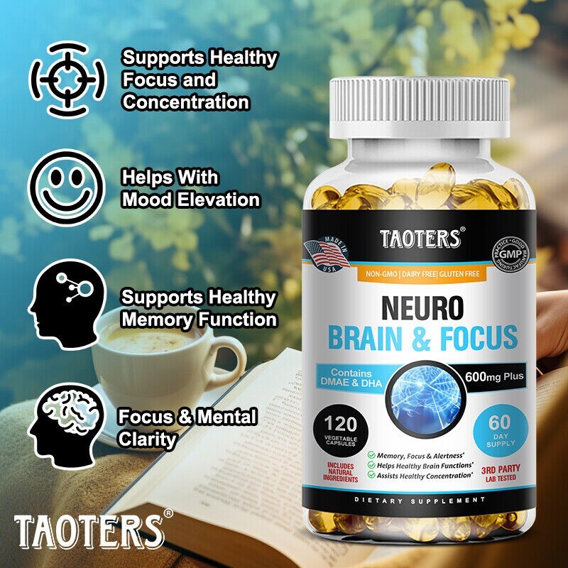 Neuro Brain & Focus 120 Capsules, Healthy Memory, Clarity, Fatigue and ...