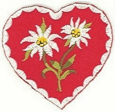 German Edelweiss edelweiß Flower Red Heart Embroidery Patch | eBay