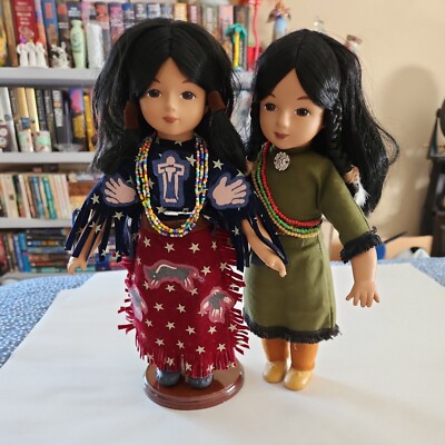 2 Vintage 1994 Sandy Dolls Native American Series 12.5” 1 with stand ...