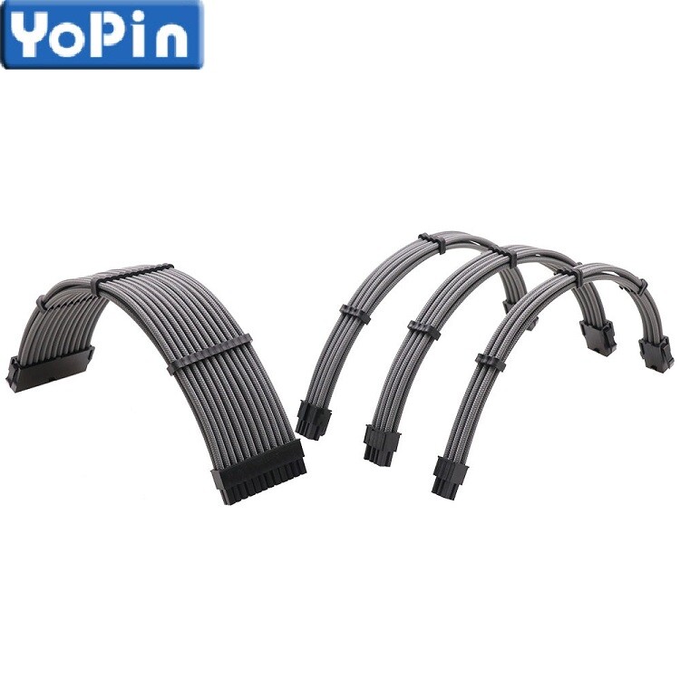 Braided ATX Sleeved Extension Cable for Power Supply 24Pin 6Pin 8Pin 4 ...