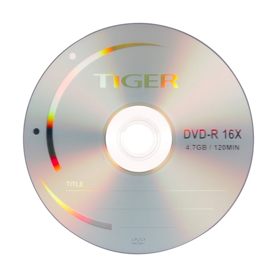 100 Tiger Branded 16X Logo Top Blank DVD-R DVDR Blank Disc Media 4.7GB ...