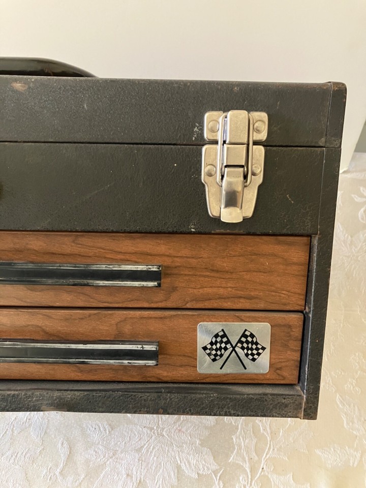 1970's Sears Craftsman Metal / Wood Grain 2 Drawer RALLY Racing Tool ...
