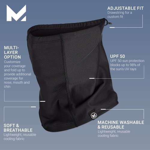 Mission All Season Adjustable Gaiter Face Mask Neck Covering in Black ...