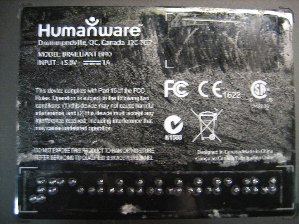 Nice Humanware Brailliant BI40 Wireless Braille Display & Braille ...