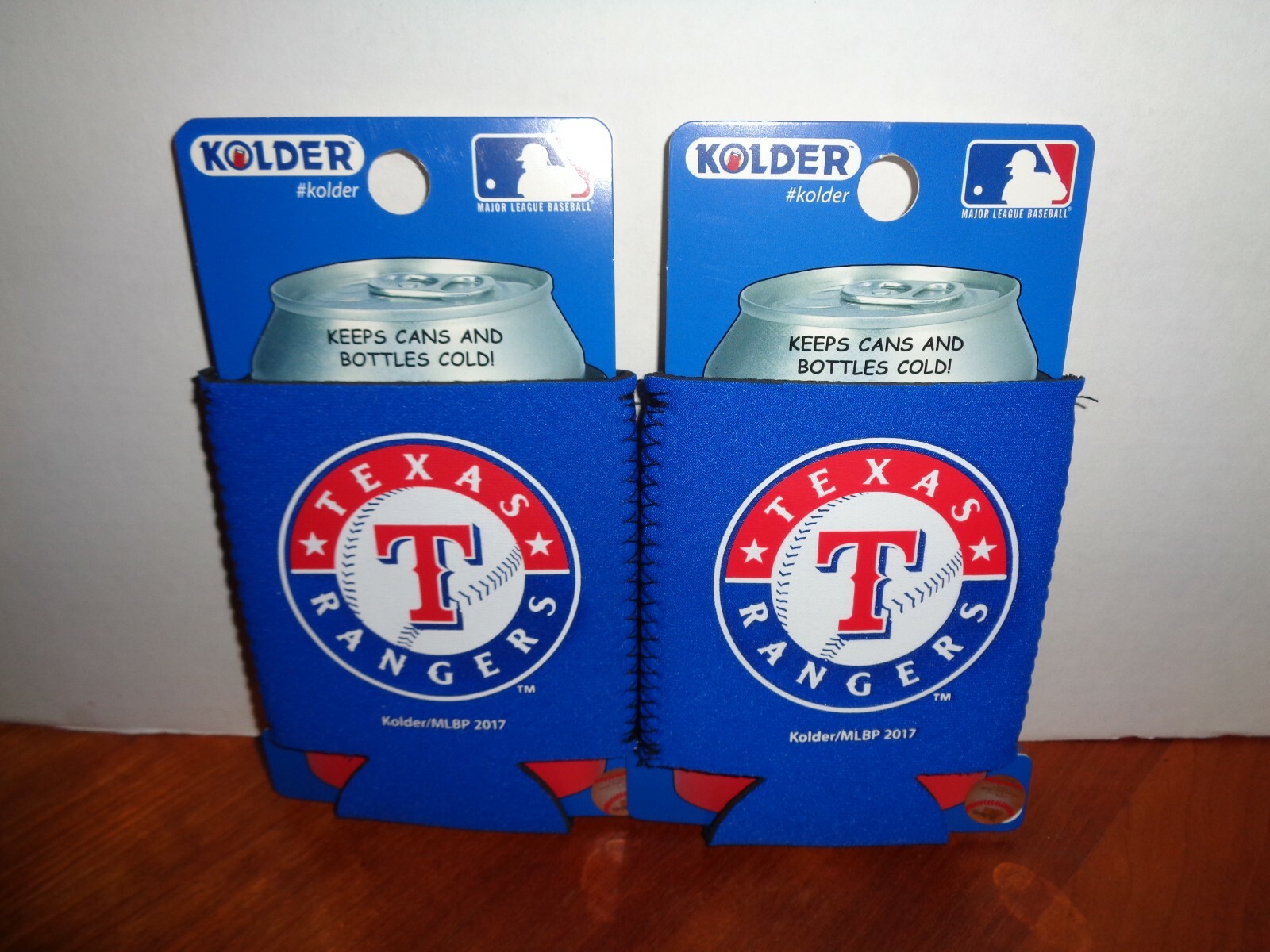 2 TEXAS RANGERS BEER SODA WATER CAN BOTTLE KADDY KOOZIE COOLER HOLDER ...