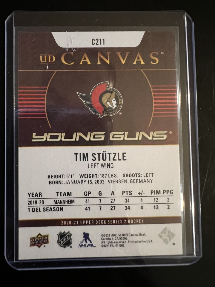 2020-21 UD Series 2 Young Guns Canvas Tim Stutzle | eBay