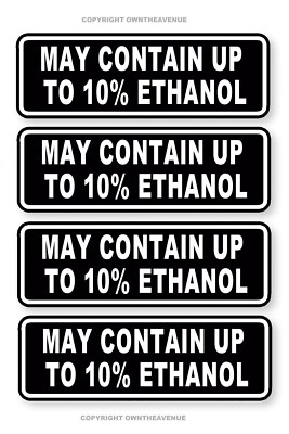 x4 - May Contain Up to 10% Ethanol Warning Bumper Sticker Decal Gas ...