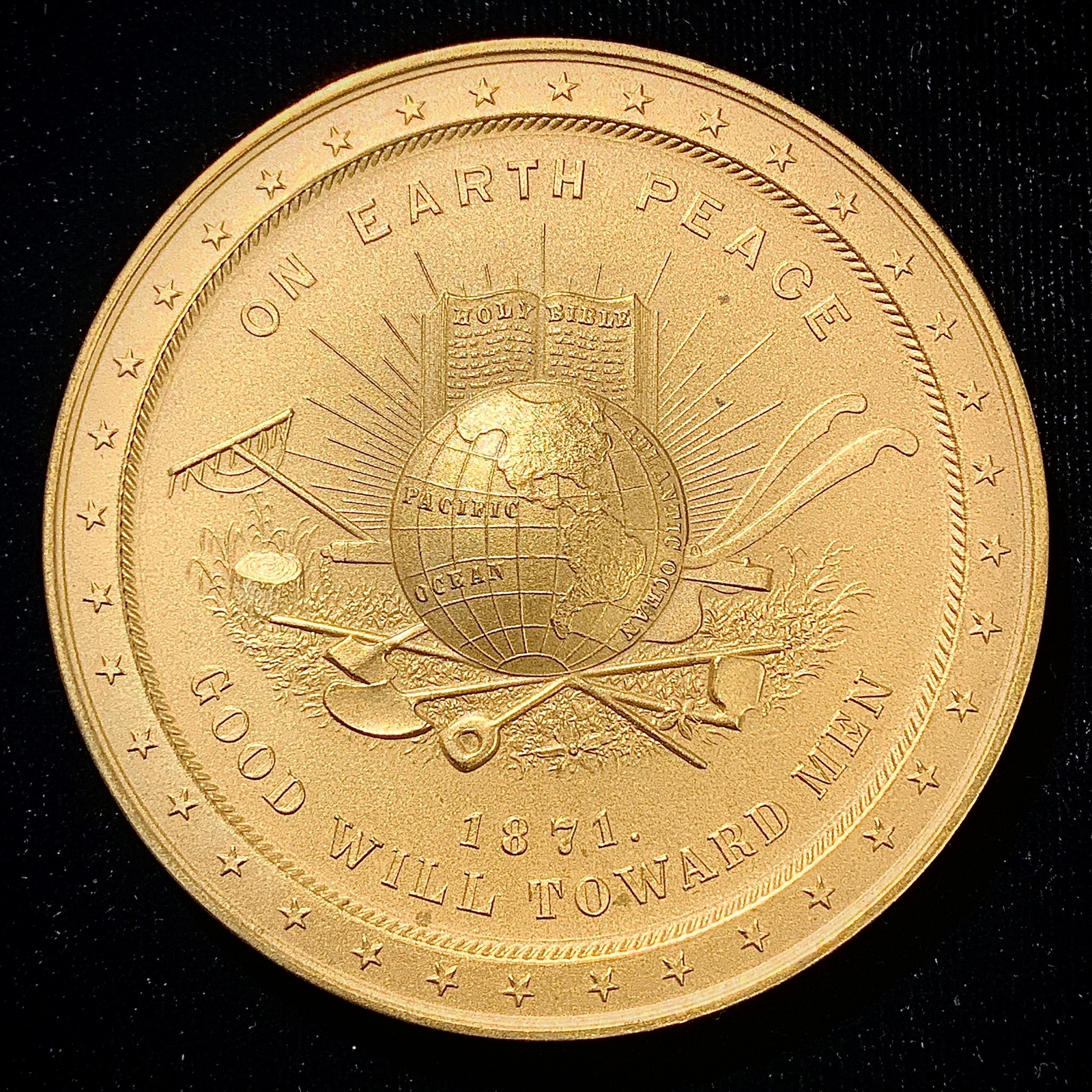 1871 Grant Bronze Medal On Earth Peace, And Good Will Towards Men 2.5in ...