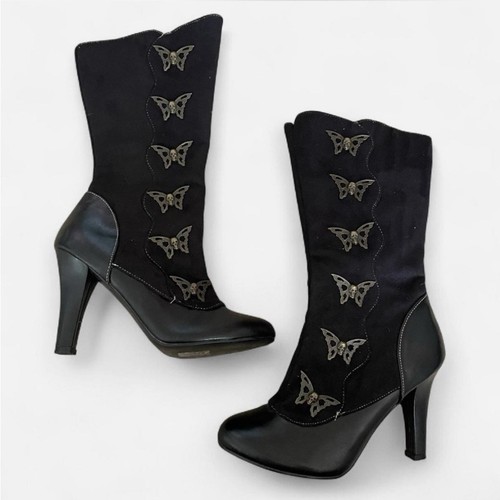 Demonia Tesla Butterfly Skull Heeled Boots | eBay