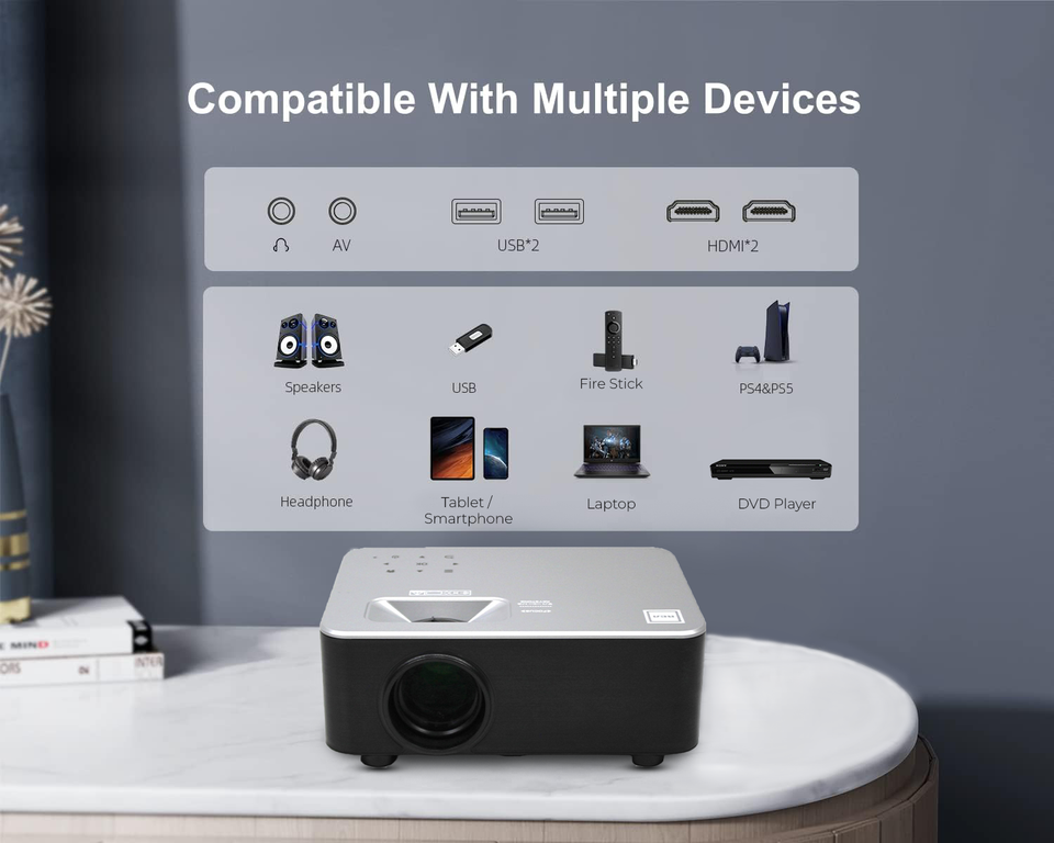 RCA RPJ133 1080P 30"-150" Picture Size w/ Roku Streaming Stick, Indoor ...