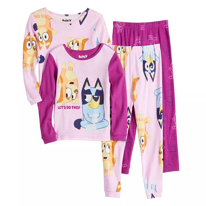 New Bluey Girls' 4-Piece Pajamas Set 4 6 8 10 | eBay