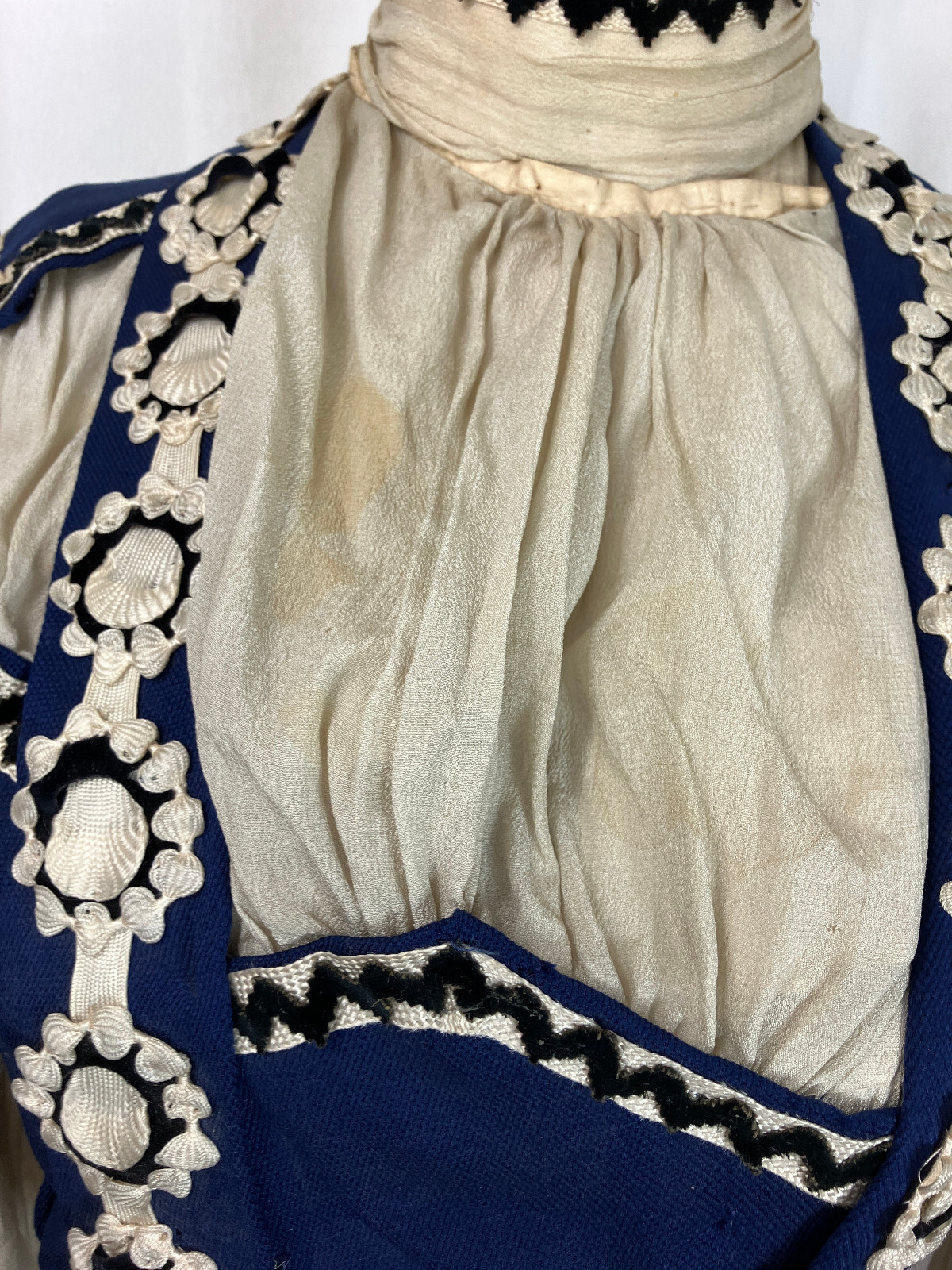 C 1900 Edwardian Blue Wool Afternoon Tea Dress Rick Rack Trim | eBay