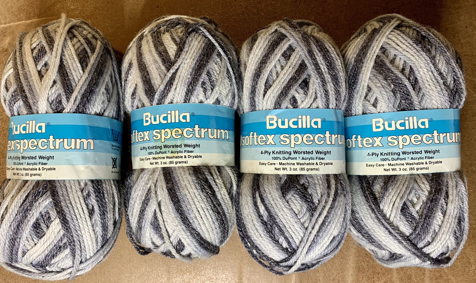 Bucilla Yarn Softer Spectrum Variegated Gray 3oz 4 Ply Knitting Worsted ...