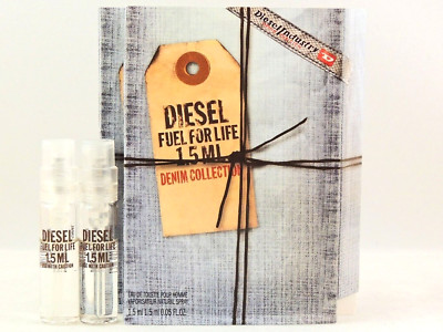 DIESEL FUEL FOR LIFE DENIM COLLECTION FOR MEN 1.5ml .05oz x 2 COLOGNE ...