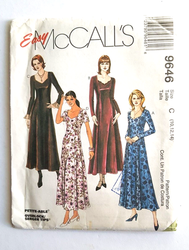 McCall's Sewing Pattern 9646 V-Neck Princess Seam Dress Pattern 10-14 ...