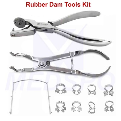 Rubber Dam Ainsworth Punch Pliers Dental Dam Clamps Ivory Frame Ortho ...