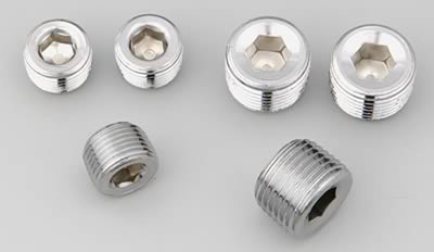 Engine Block Intake Manifold Plug Kit 1/2" NPT 3/8" NPT CHROME | eBay