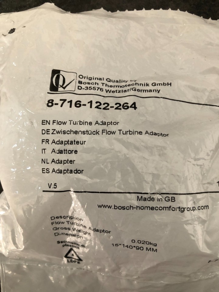 Worcester Bosch Worcester Flow Turbine Adaptor - 8716122264 | eBay UK