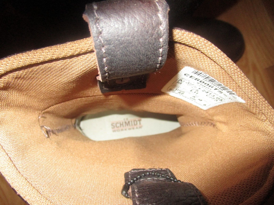 MENS SCHMIDT WORK DARK BROWN WATERP STEEL TOE BOOTS SIZE 9 M CES006T5 ...