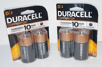 Duracell Coppertop D Cell Batteries 4 Count Pack Exp. Date March 2027 ...